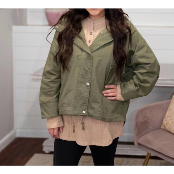 white birch | Jackets & Coats | New White Birch Cropped Anorok Jacket In Olive Green | Poshmark